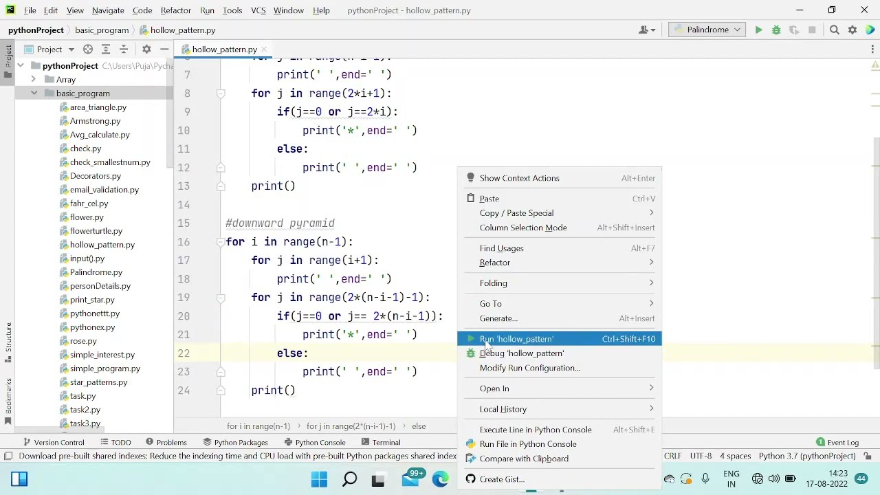 hollow * diamond pattern in python  |  | star pattern | star pattern in python |