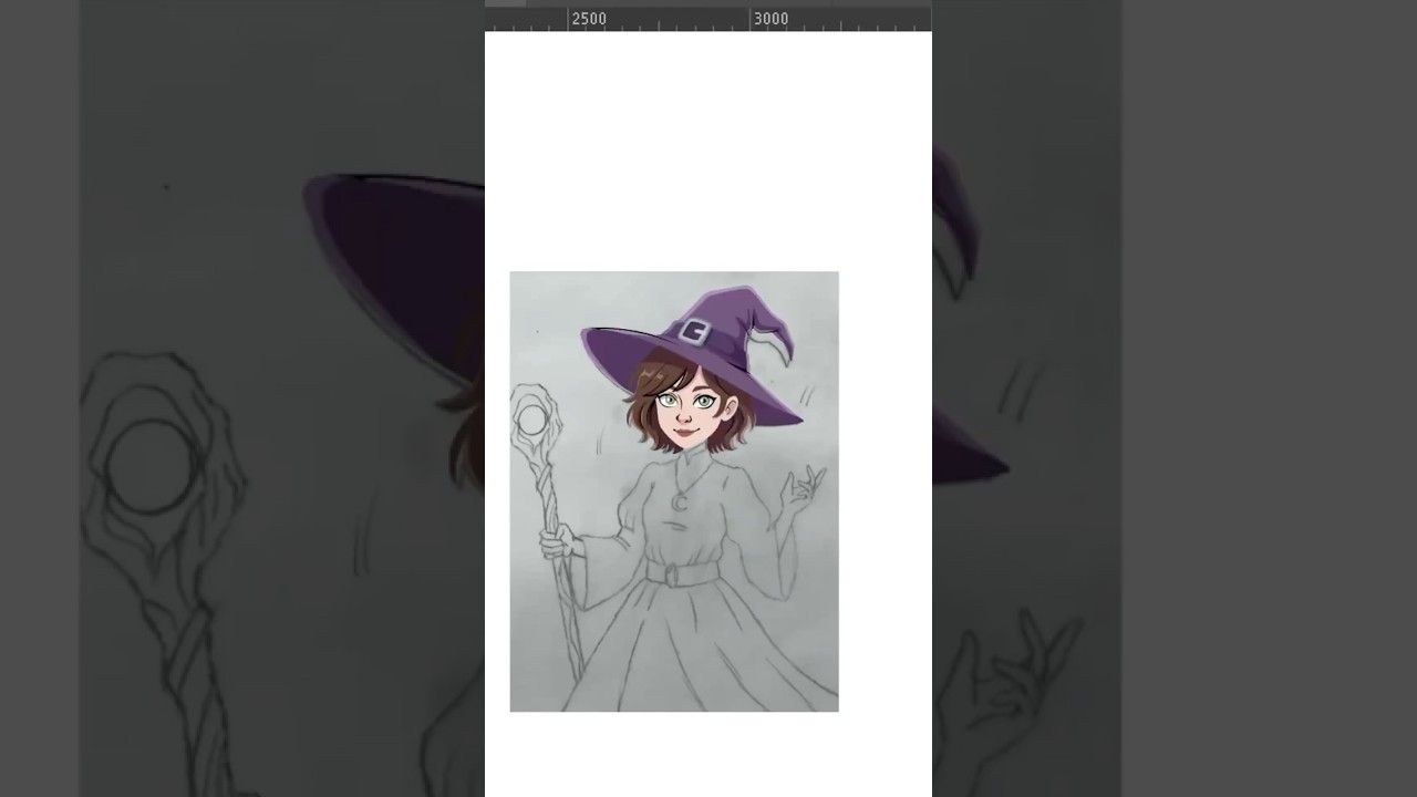How To Draw a Cute Witch | Step by step Vector Art #shorts #kids #art #witch #cute #kpop #satisfying