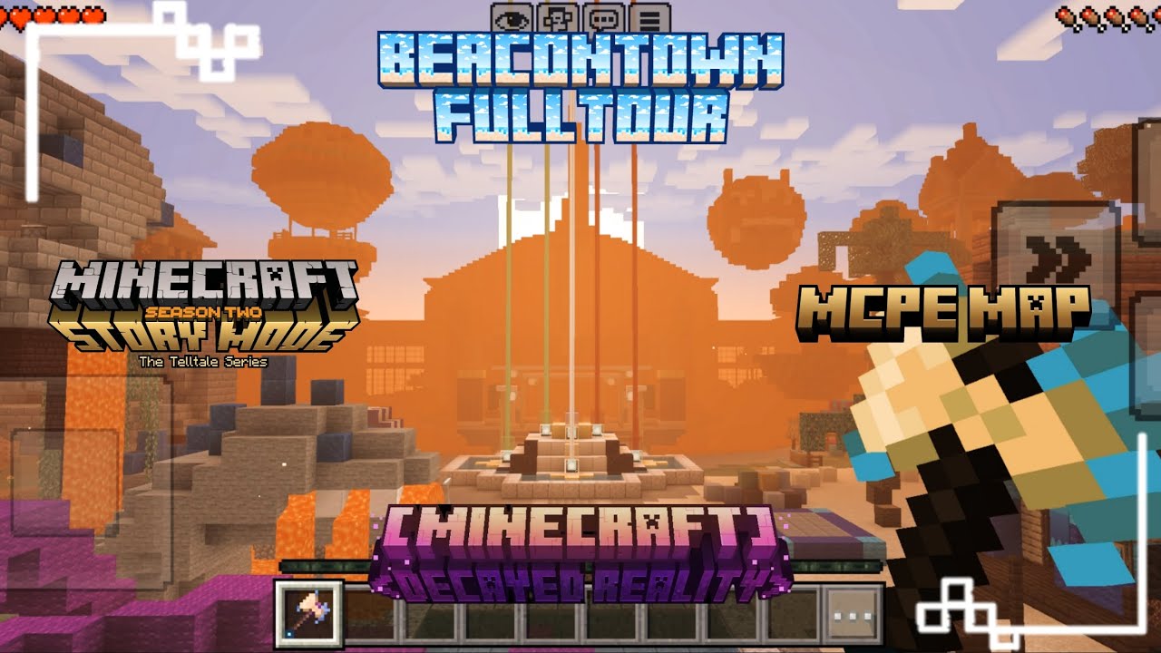 Minecraft Story Mode Season 2 BeaconTown Map For Minecraft PE / Bedrock 1.21+ Gameplay No Commentary