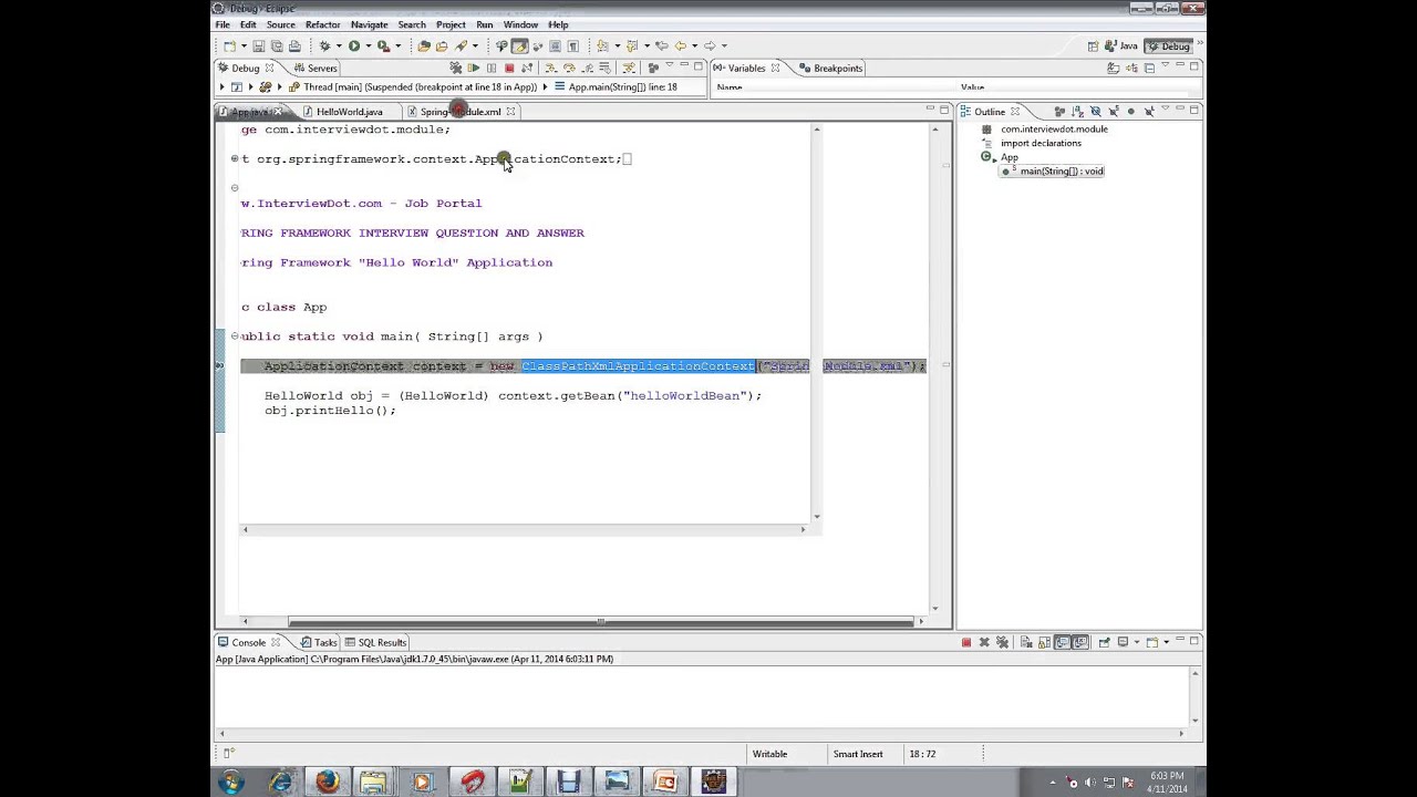 SPRING FRAMEWORK HELLO WORLD APPLICATION DEMO