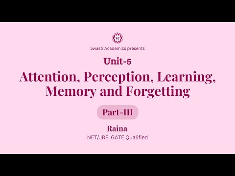 Attention Perception Learning Memory and Forgetting [Part 3] Video Lecture - Psychology for UGC NET