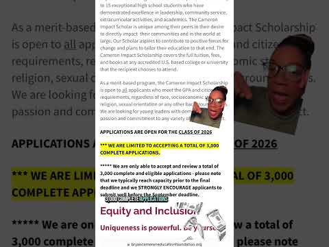 THE BRYAN CAMERON SCHOLARSHIP FOR HS JUNIORS #scholarships