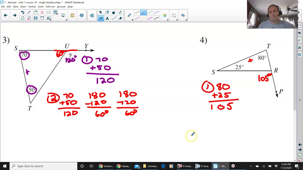 Angle Relationships Worksheet (ALGEBRA) U1L10