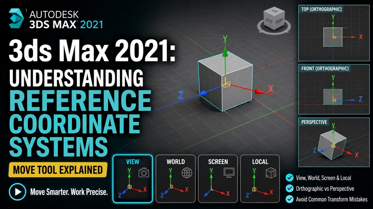 035 3ds Max 2021: Understanding Reference Coordinate Systems (Move Tool Explained)