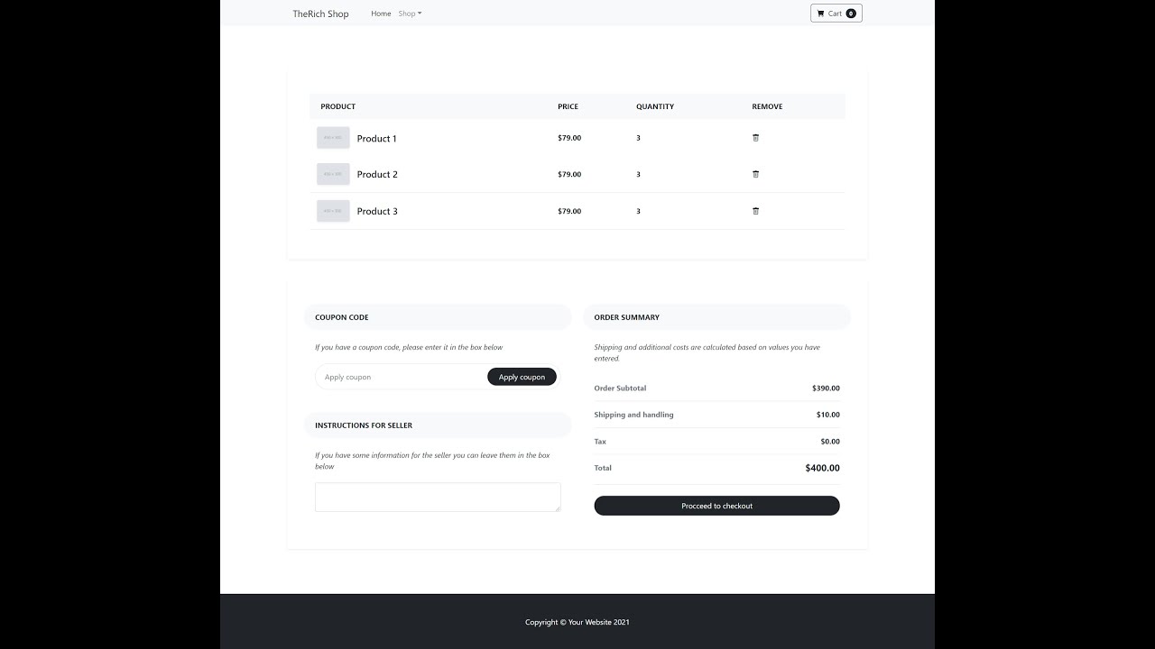 Reactjs Bootstrap 5 Ecommerce Test Project - Part 2 Cart Page