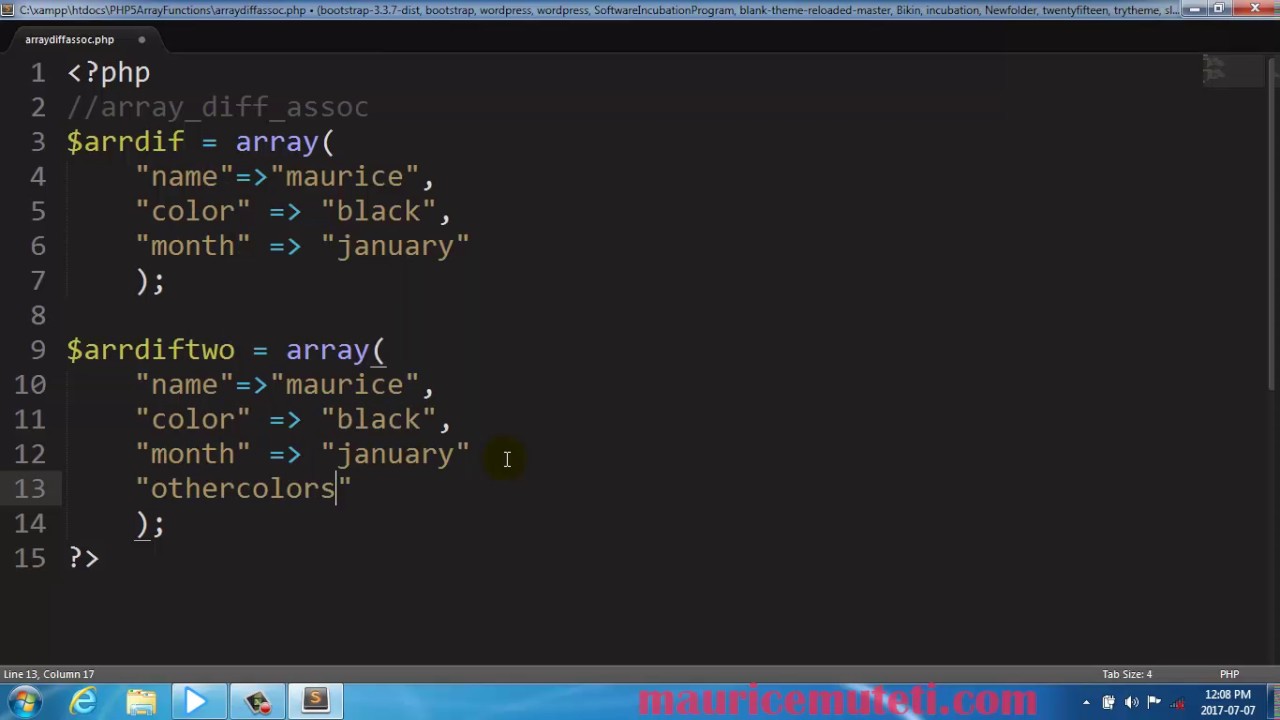 PHP array diff assoc Function