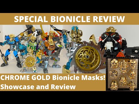 CHROME GOLD Bionicle Kanohi Masks Showcase and Review! Full Chrome Ekimu!