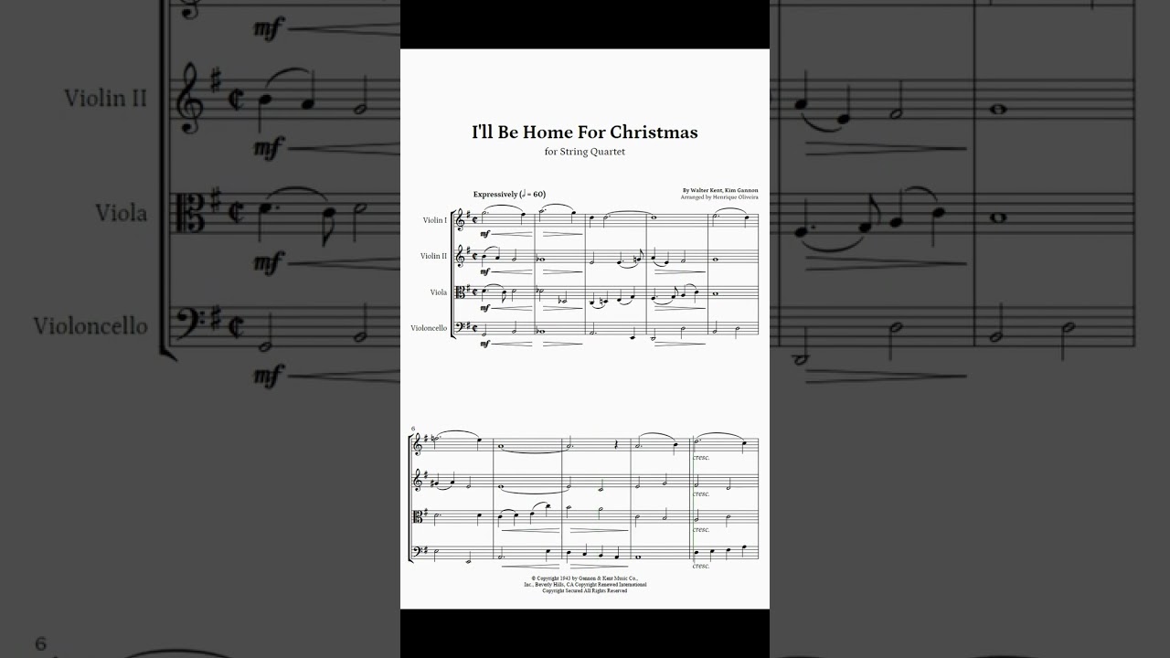 I'll Be Home for Christmas (String Quartet) | SHEET MUSIC