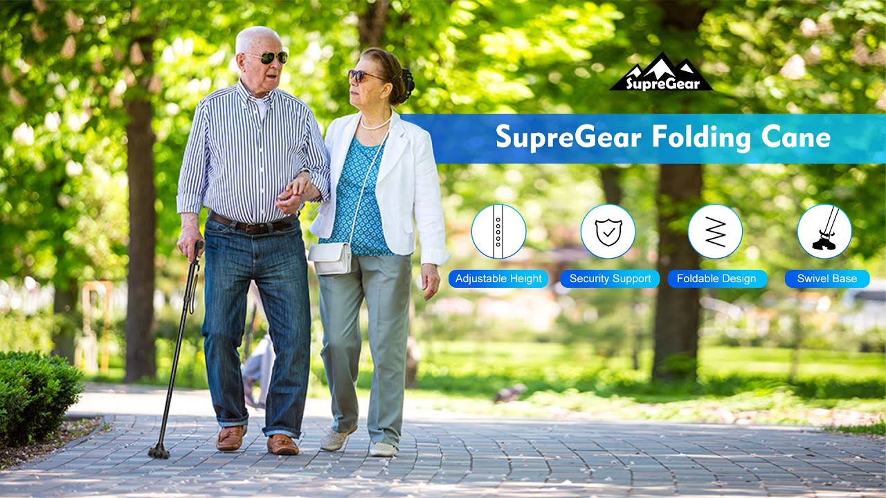 SupreGear 5-Level Adjustable Folding Cane Overview (B0BVHT1WGG)
