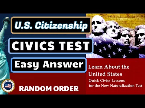 U.S. Citizenship Official USCIS 100 Civics Test 2020 One Easy Answer Random Order