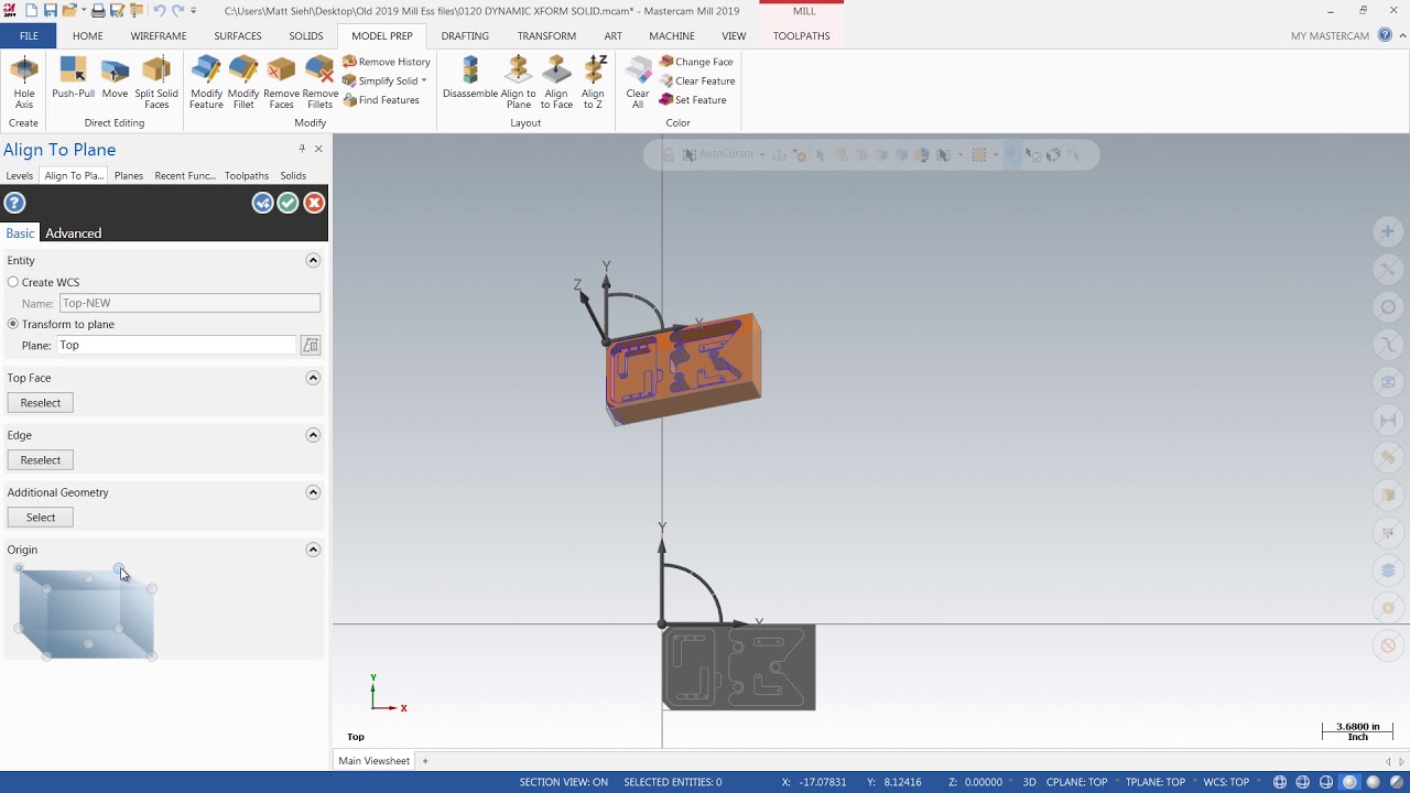 Mastercam 2019 - Align To Plane