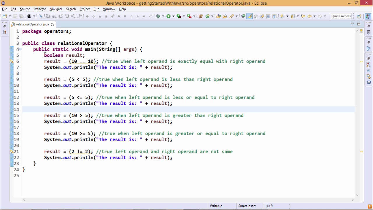 Java Essentials - Relational operators in java