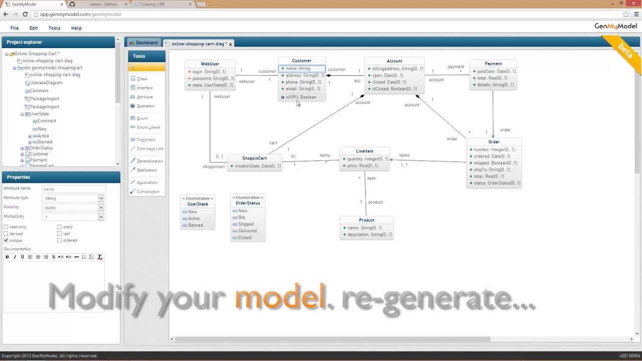Discover an UML tool in the Cloud working with Codenvy and GitHub! - GenMyModel