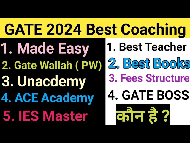 Choosing the Best Coaching for GATE 2024: Made Easy, Physics Wallah ...
