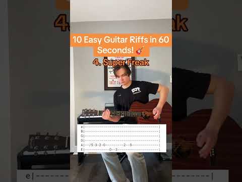 10 Easy Guitar Riffs in 60 Seconds! πΈ