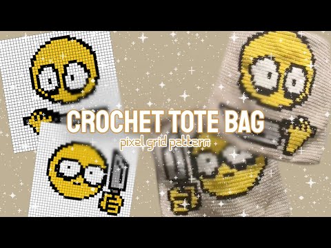 i made a super cool tote bag using a pixel grid // crochet tote bag