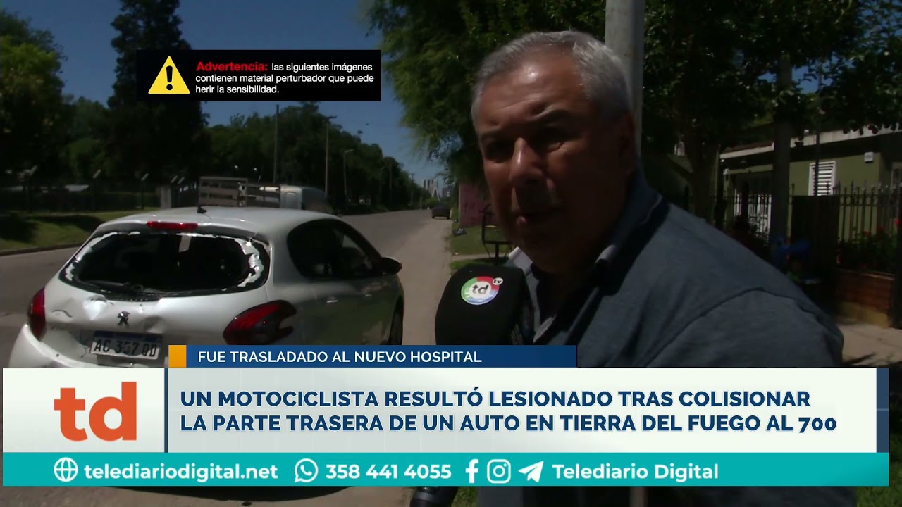 Un motociclista lesionado tras colisionar con la parte trasera de un auto en Tierra del Fuego al 700