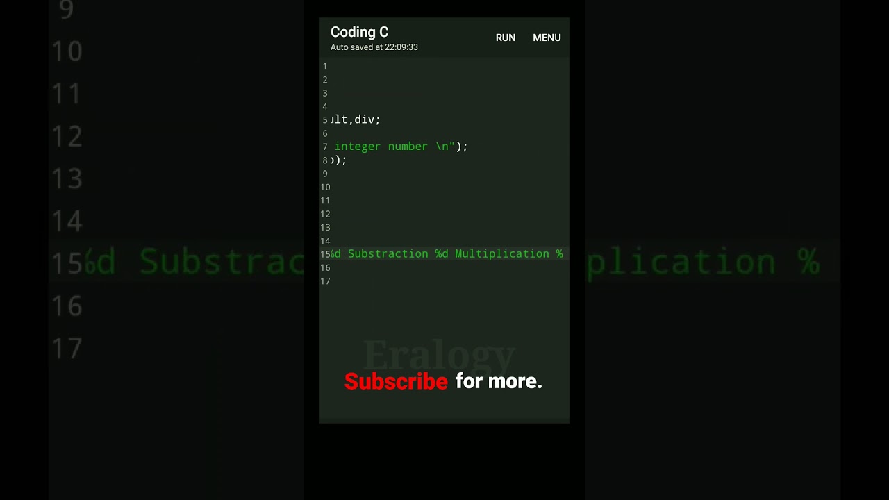 C language | Addition, Subtraction, Multiplication, Division #coding #c #btech #cse @Eralogy