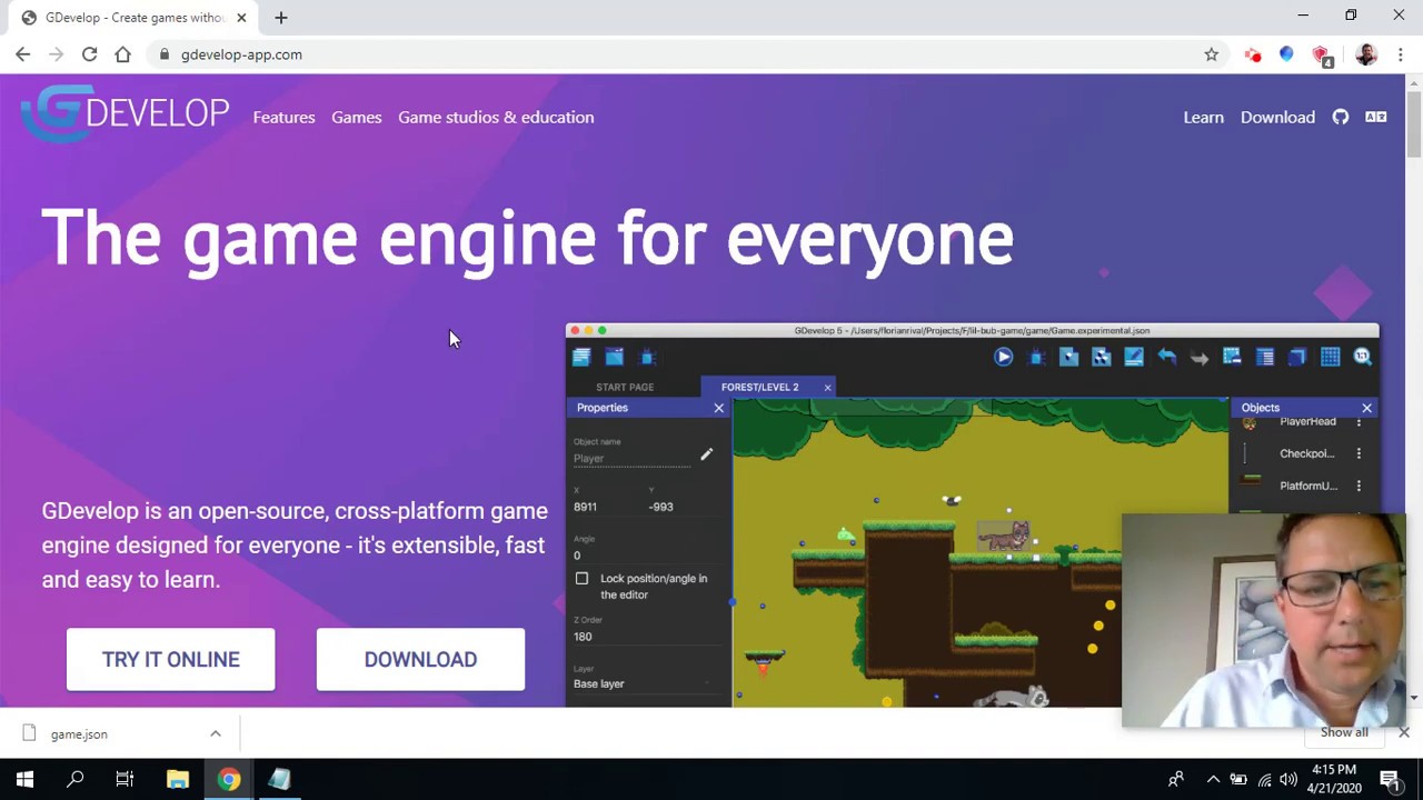 GDevelop Tutorial 01 Platformer game using FREE GDevelop online