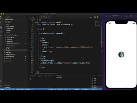 Learn React Native Tutorial 55 Badge | React Native Elements - Mind Luster