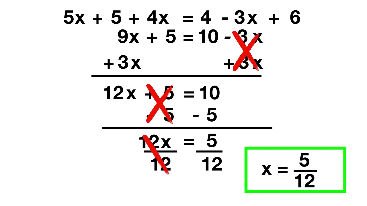 Multi Step Equations - Variables on Both Sides