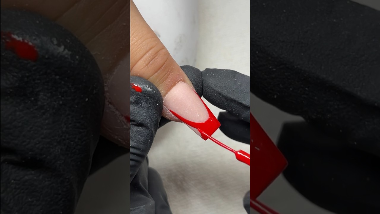 Red french tip nail ♥️ #naildesign #nailtutorial #nails #nailart #frenchtipnails