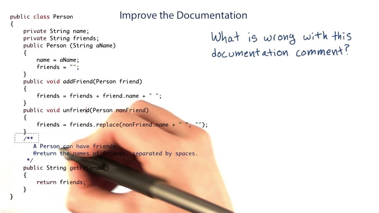 Improving the Documentation - Intro to Java Programming