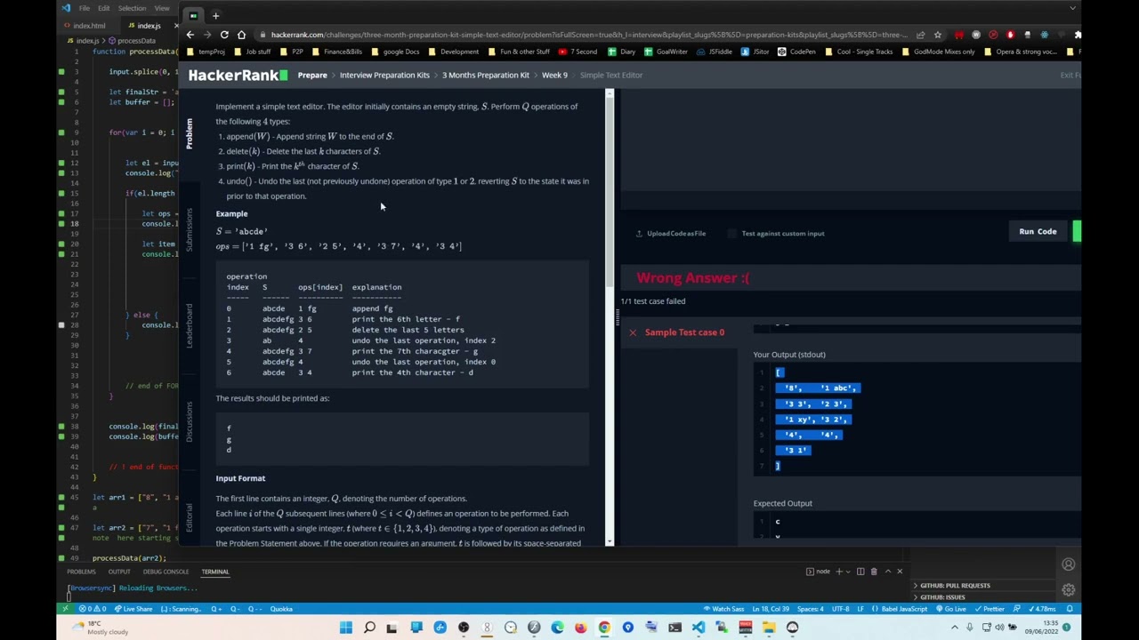 HackerRank Simple Text Editor JavaScript, Hacker Rank, Simple Text Editor JS