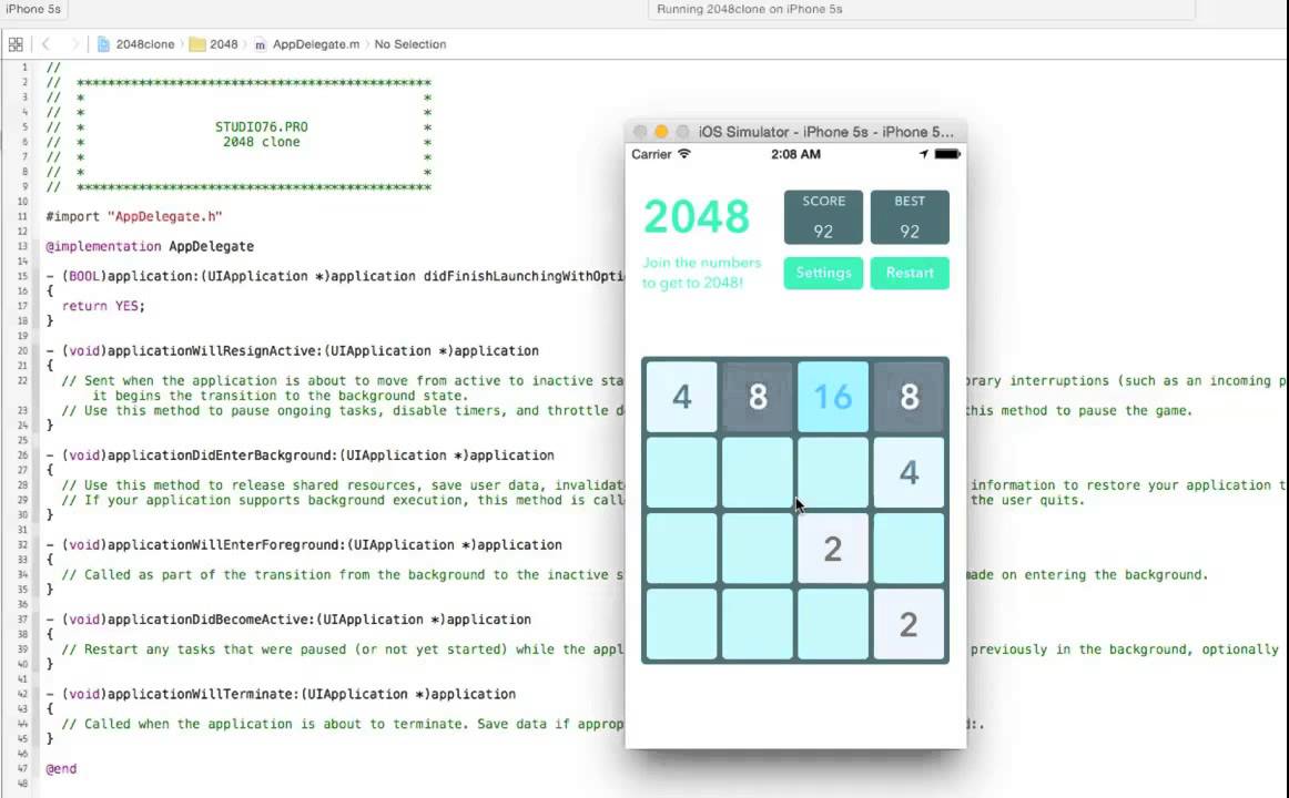 2048 Clone ( Full xcode project)