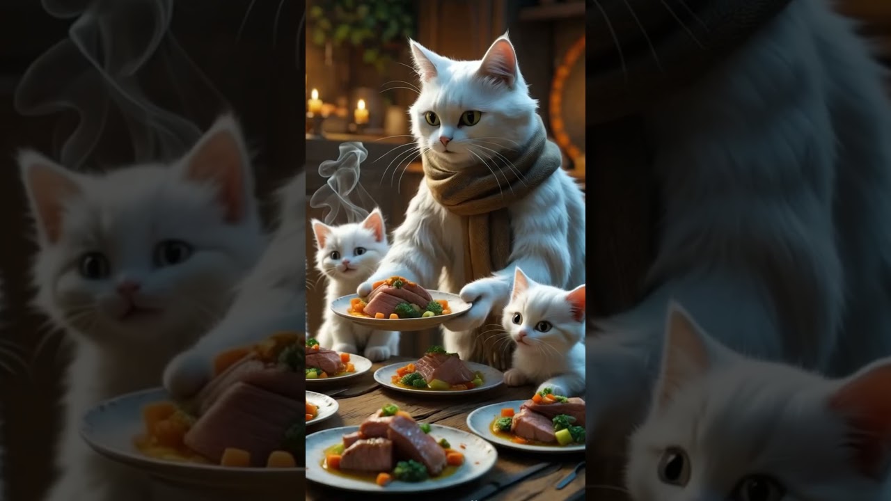ADORABLE Papá GATO cocina mejor que los restaurantes!  #catlover #cute #gaticos