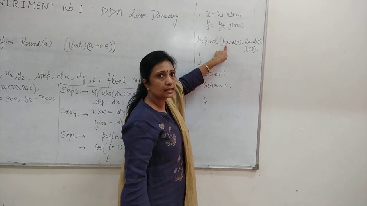 Implementation of DDA Line drawing algorithm in C language