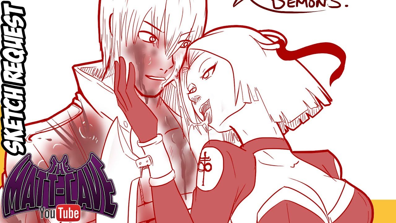 Sketch Request -  Dante and Rayne - Rayne likes blood