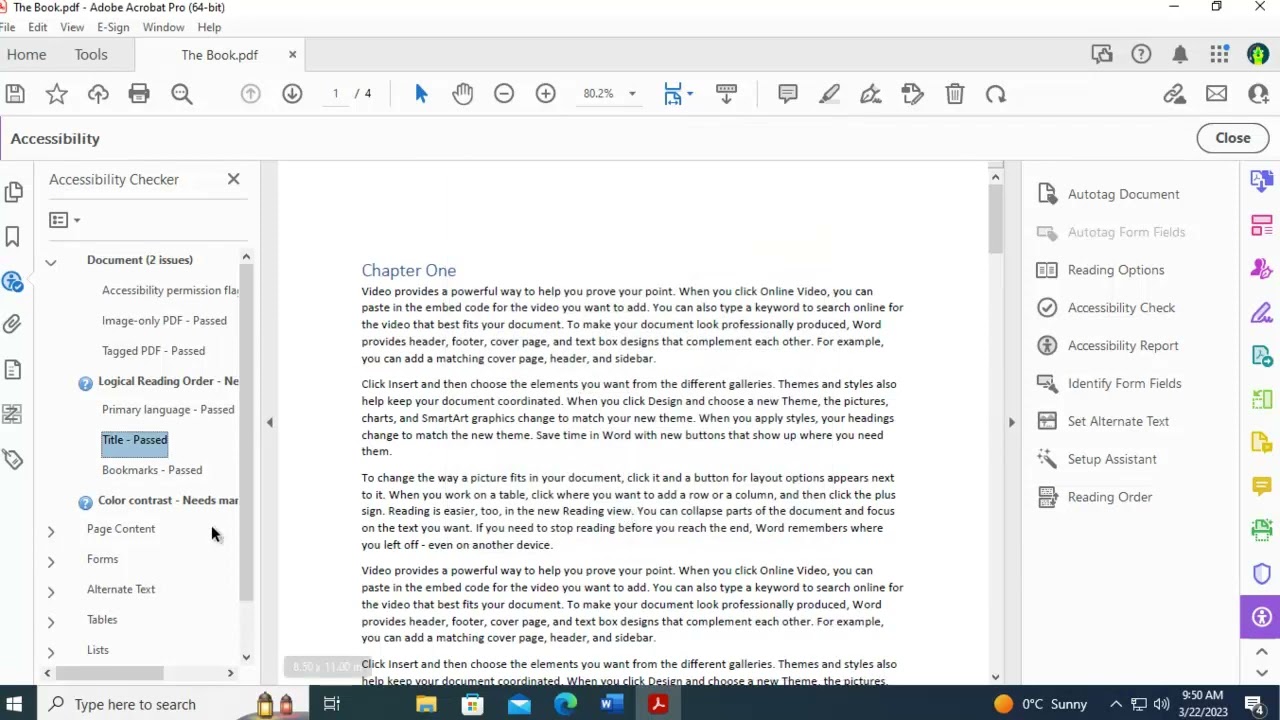 Learning Adobe Accessibility   Correct the Title Failed Error