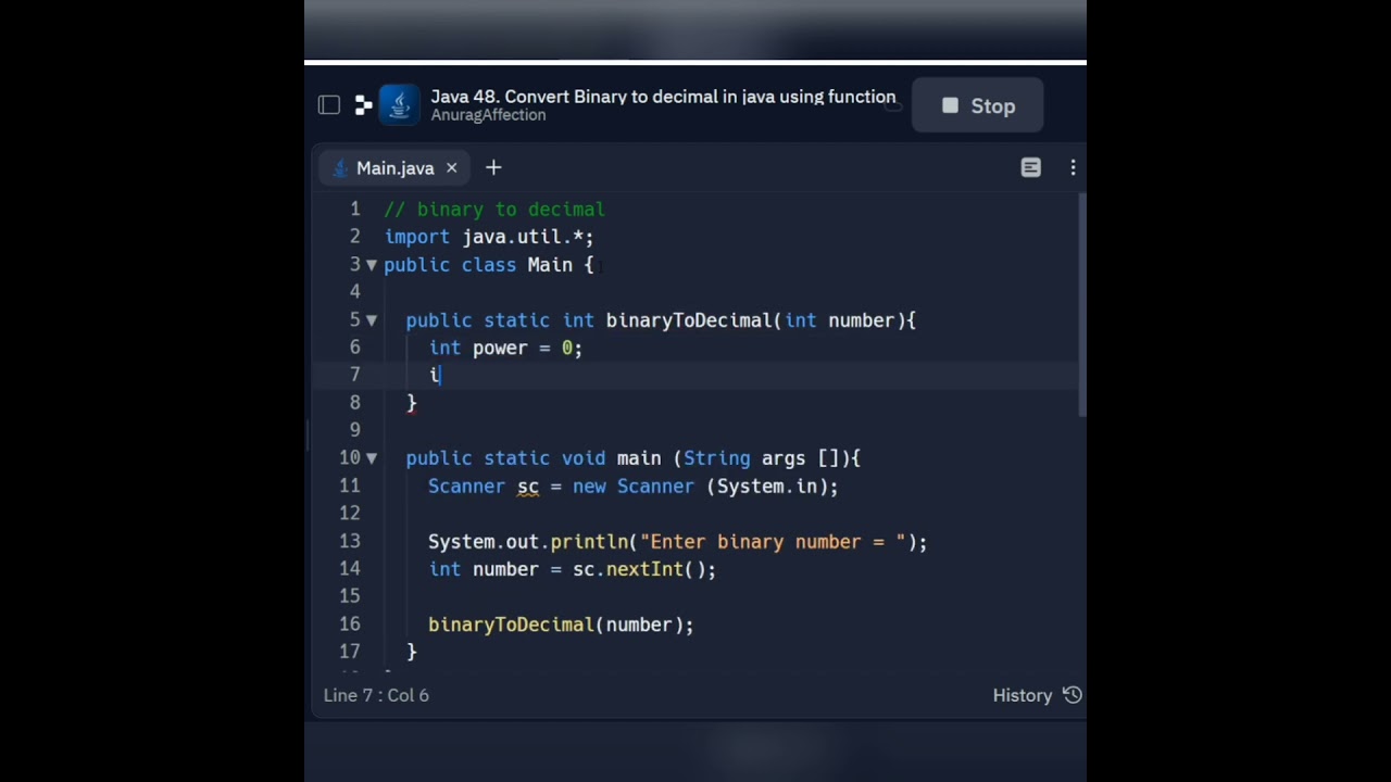 Java 48 • Converting Binary Number into Decimal Number in Java