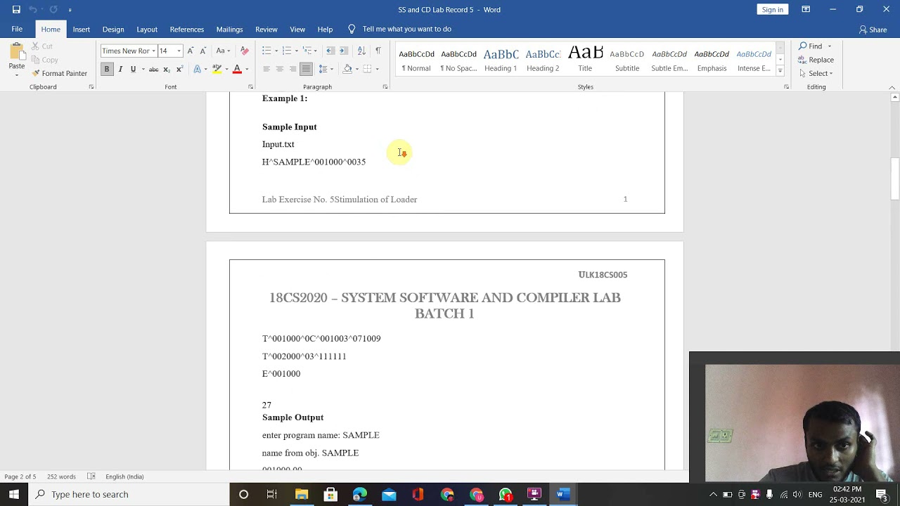 System software and Compiler lab EX 5