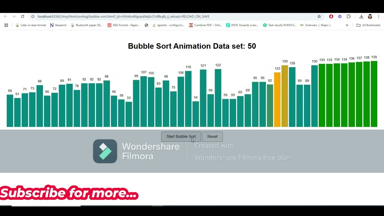 Bubble Sort Algorithm with Animation in JavaScript | Step-by-Step Visualization