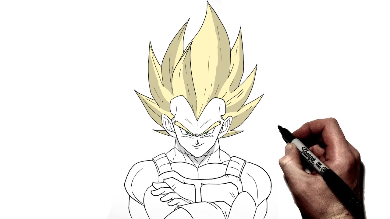 How To Draw SSJ Vegeta | Step By Step | Dragon Ball