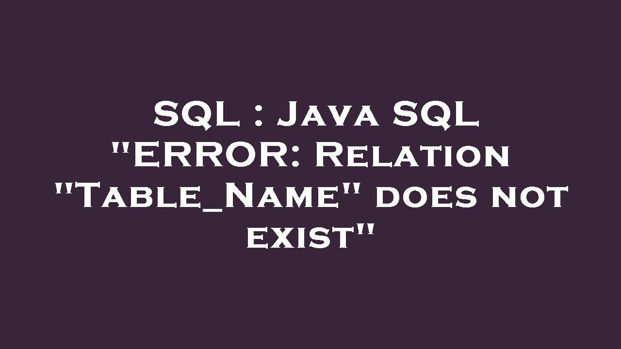 SQL : Java SQL 