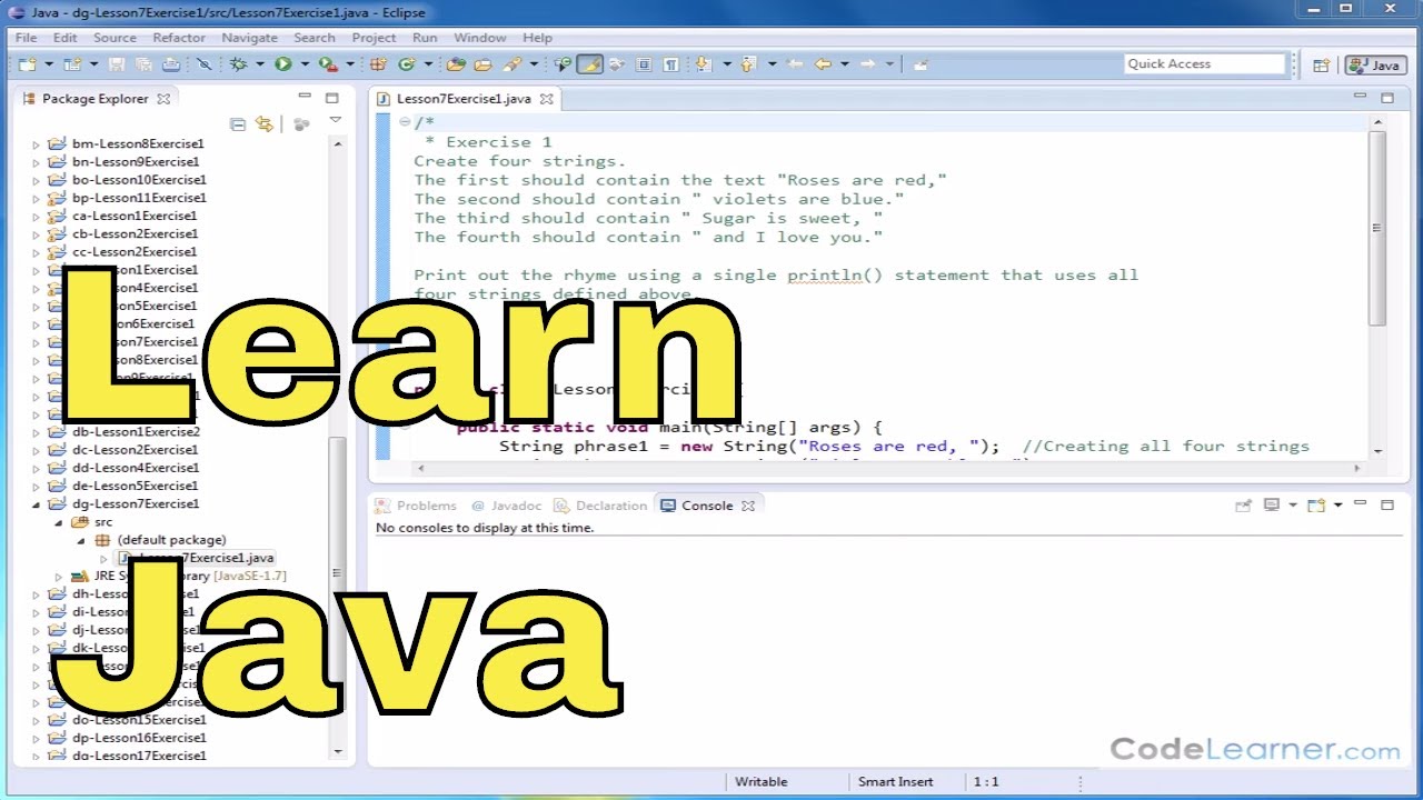 Learn Java - Exercise 07x - Use Strings in Java Progamming