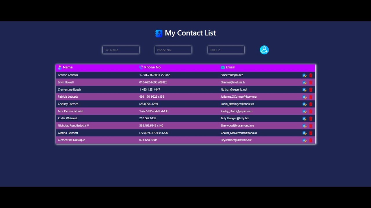 Contact List App Using React