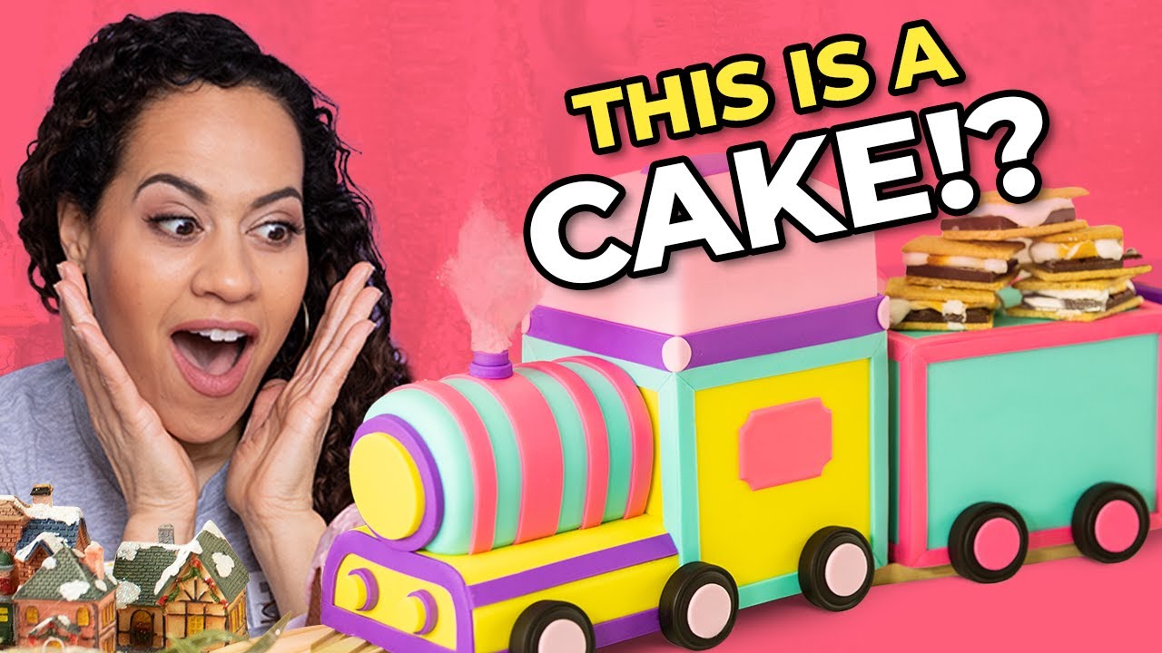 GIANT Toy Train CAKE Carrying DESSERTS! Our Most EPIC Holiday Cake Yet! With Yolanda Gampp