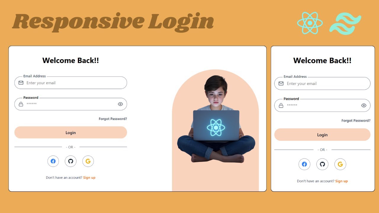 Responsive Login Page/Form using React and Tailwind