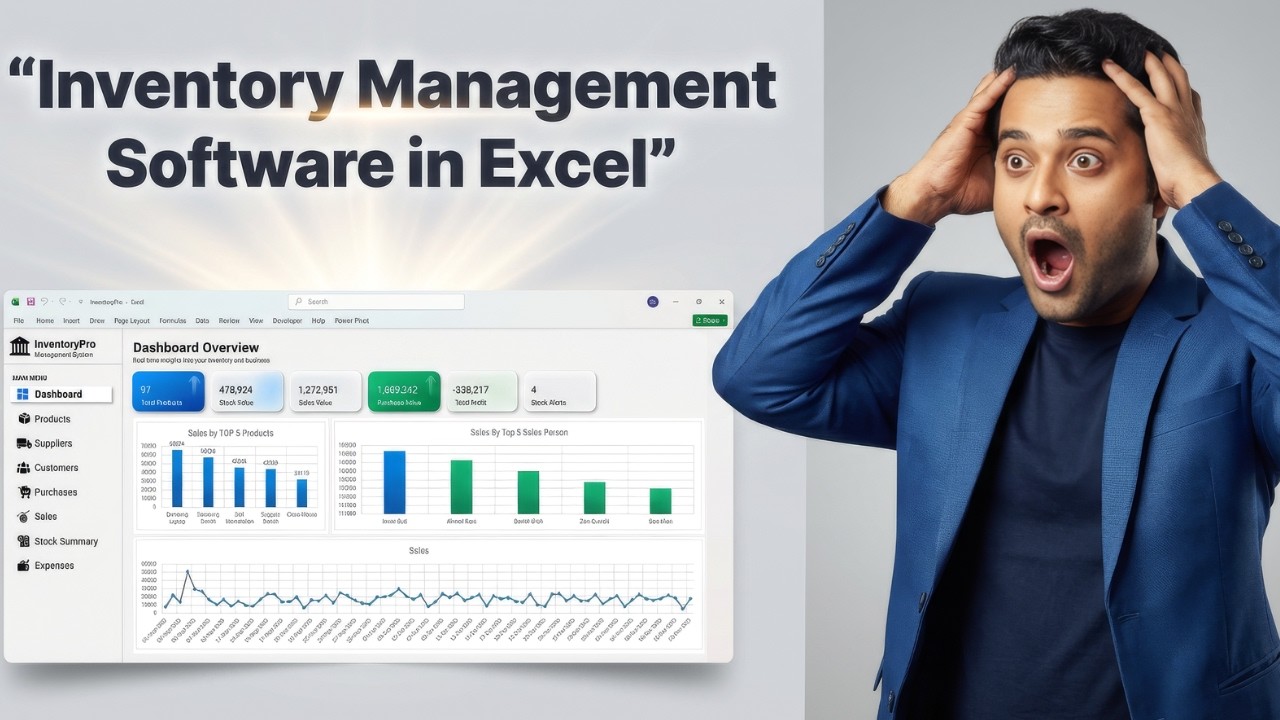 Inventory Management System in Excel, Complete Dashboard, Sales Analytics & Stock Tracking