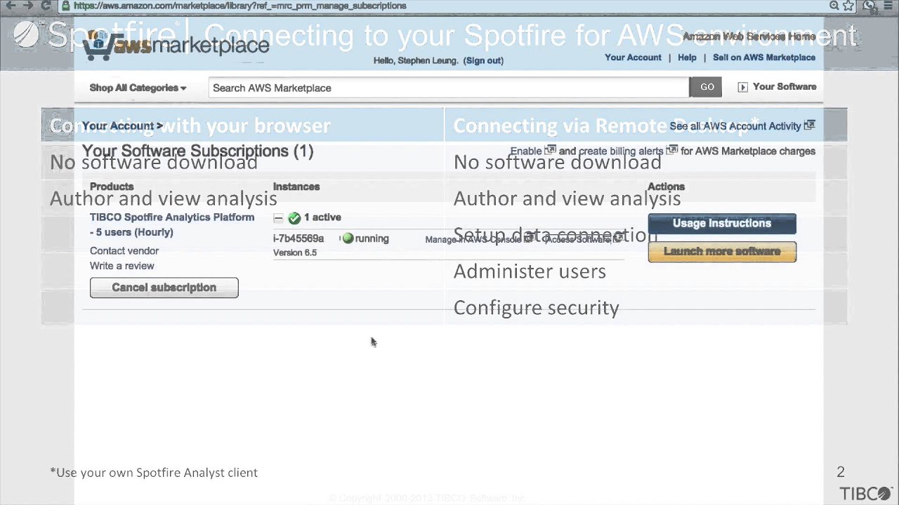 Launching Spotfire for AWS