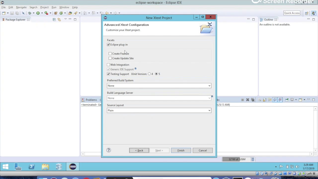 Eclipse DSL tutorial: Create a simple Xtext project