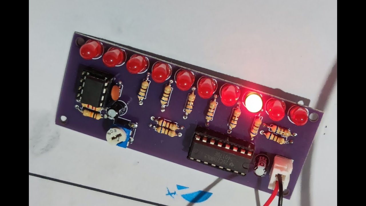 Sequencial de 10 leds com CD4017 e NE555