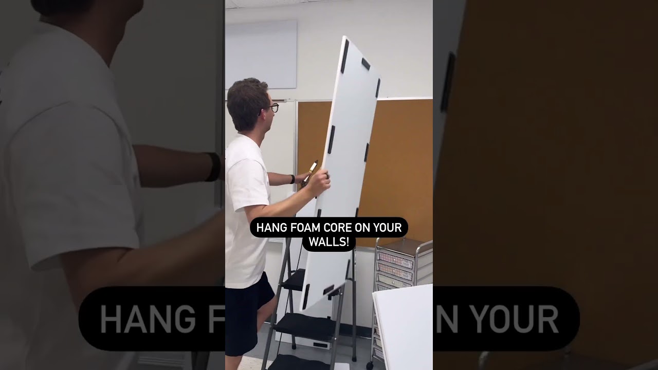 Teacher hack!🤯 If you don’t have enough bulletin boards in your classroom, hang foam core instead!