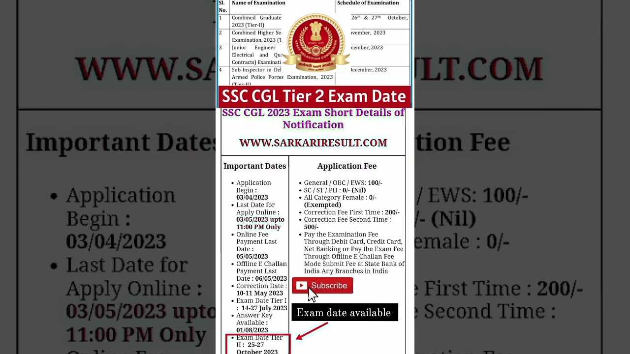 #ssc cgl 2023 tier ii exam date available