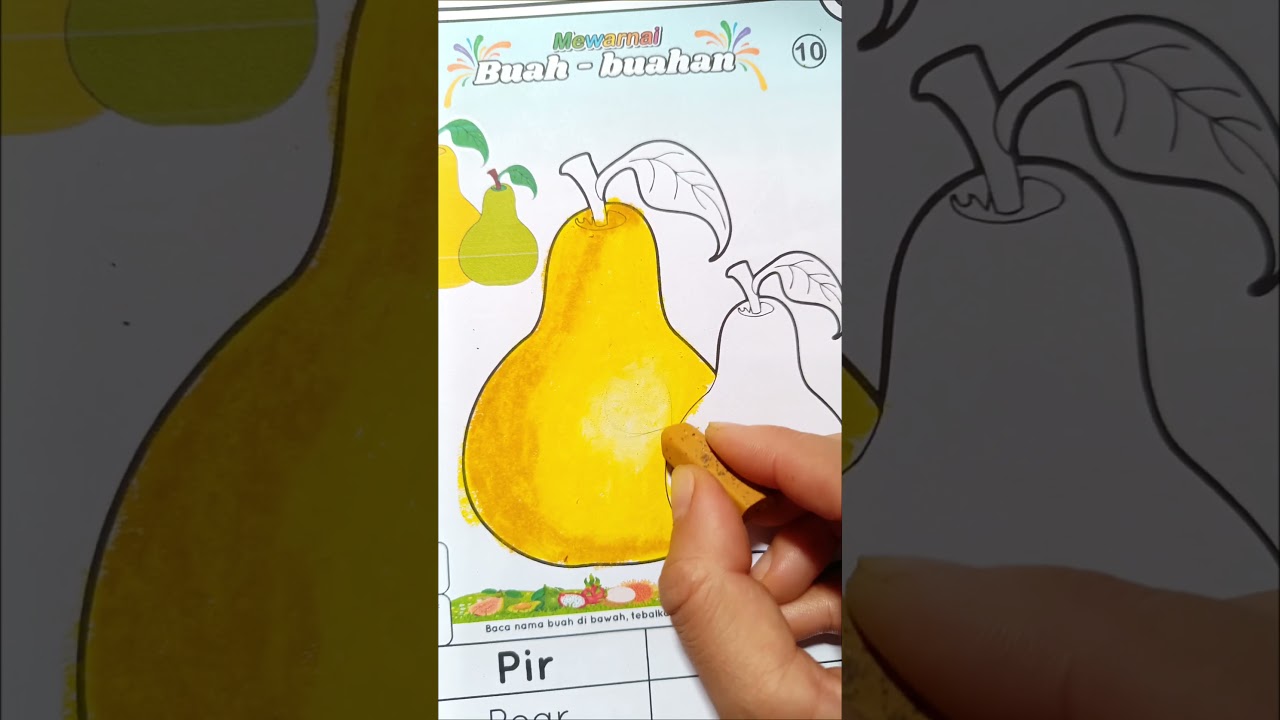 mewarnai buah pir #mewarnaianaktk #drawing #coloring #menggambar #buah #pir