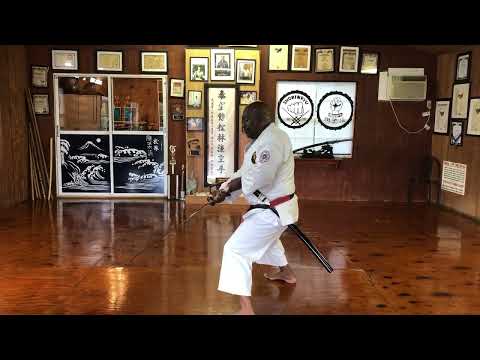 SHORIN RYU KARATE KYOSHI ANTHONY FERGUSON 8TH DAN PERFORM SETI REMNI IAI KATA NIHON MAE UKE NAGASHI